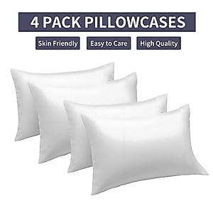 Premium Queen Pillowcases 4 Pack - White Standard - Ultra Soft 1800 Thread Count Microfiber- Double Brushed - Allergies Free - Wrinkle Resistant Pillowcase