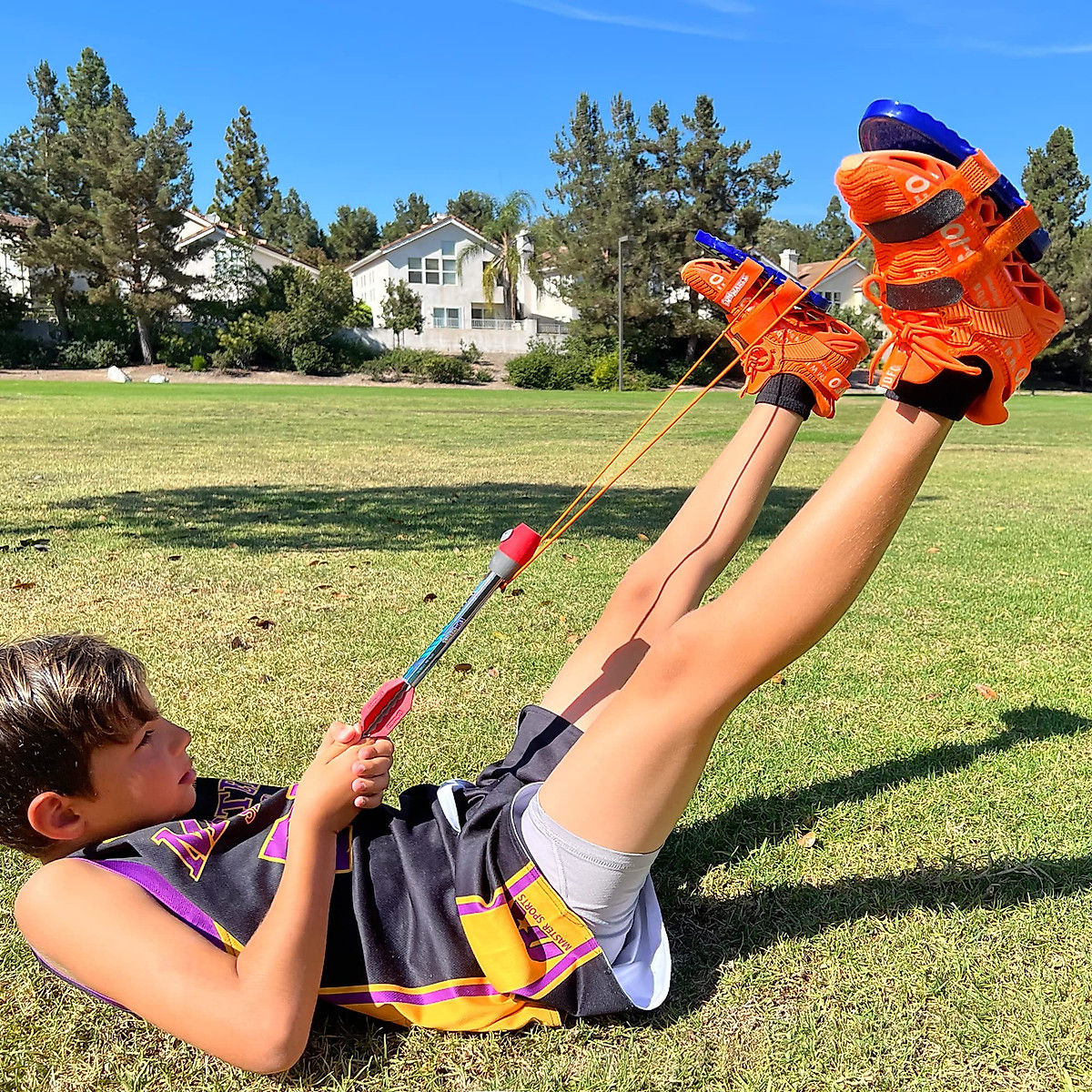 Funwares Sky Flight Launch Rocket for Kids, Giant Slingshot Catapults Whistling Foam Rockets Over 250 Feet, 100% Kid Powered Outdoor Fun