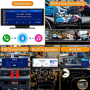 Westods Portable Wireless Carplay Car Stereo with 2.5K Dash Cam - 9.3" HD IPS Screen, Android Auto, 1080p Backup Camera, Loop Recording, Bluetooth, GPS Navigation Head Unit, Car Radio Receiver
