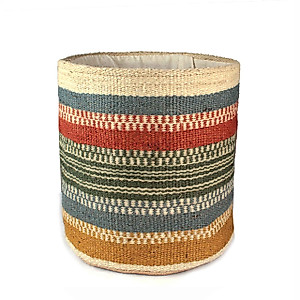 Colorful Jute Basket Organizer Bin for Clothes, Toys, Laundry | Nursery Planter Basket Storage Bin Woven Basket, 12'' × 12'' × 12'', Jute (Multicolor 2)