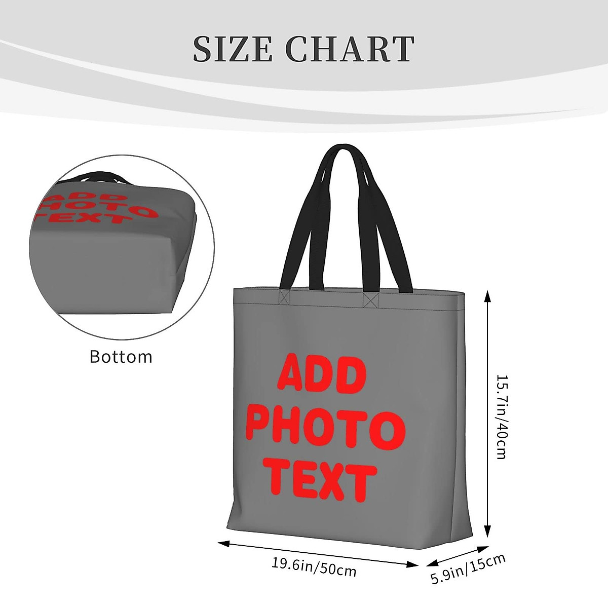 Custom Tote Bags With Logo Name Photo Personalized Shopping Bags Shoulder Bag For Women Business Work Travel Teacher Wedding College Birthday Christmas Gifts Reusable