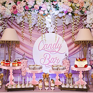 Dandat 6 Pcs Pink Cake Stands Round Dessert Stands Set Metal Cake Holder Cake Pedestal Stand Display Table Pastry Trays for Birthday Party Wedding Anniversary Baby Shower, 3 Sizes