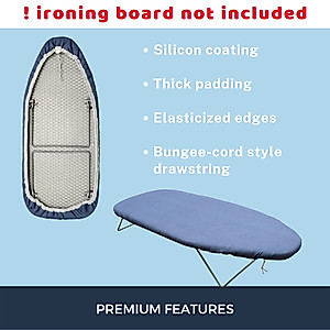 12.5 X 30 inch Smart Table top Ironing Board Cover and Pad with Standard Size, Fits Small, Mini Board, Easy Placement, Extra Thick Padding, Elastic Cord, Heat Resistance (12.5" X 30", Blue)