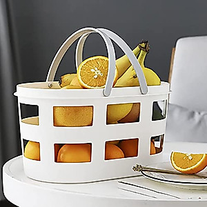 Anyoifax Portable Shower Caddy Tote Plastic Basket with Handle Cleaning Supplies Caddy Storage Organizer Bin for Bathroom, Pantry, Kitchen, College Dorm, Camp, White