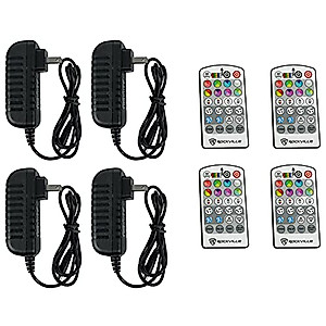 Rockville 4 Pack Mini RF3 Bright DJ Par Up Lights+Bag+RF Remotes+Wireless DMX, Silver