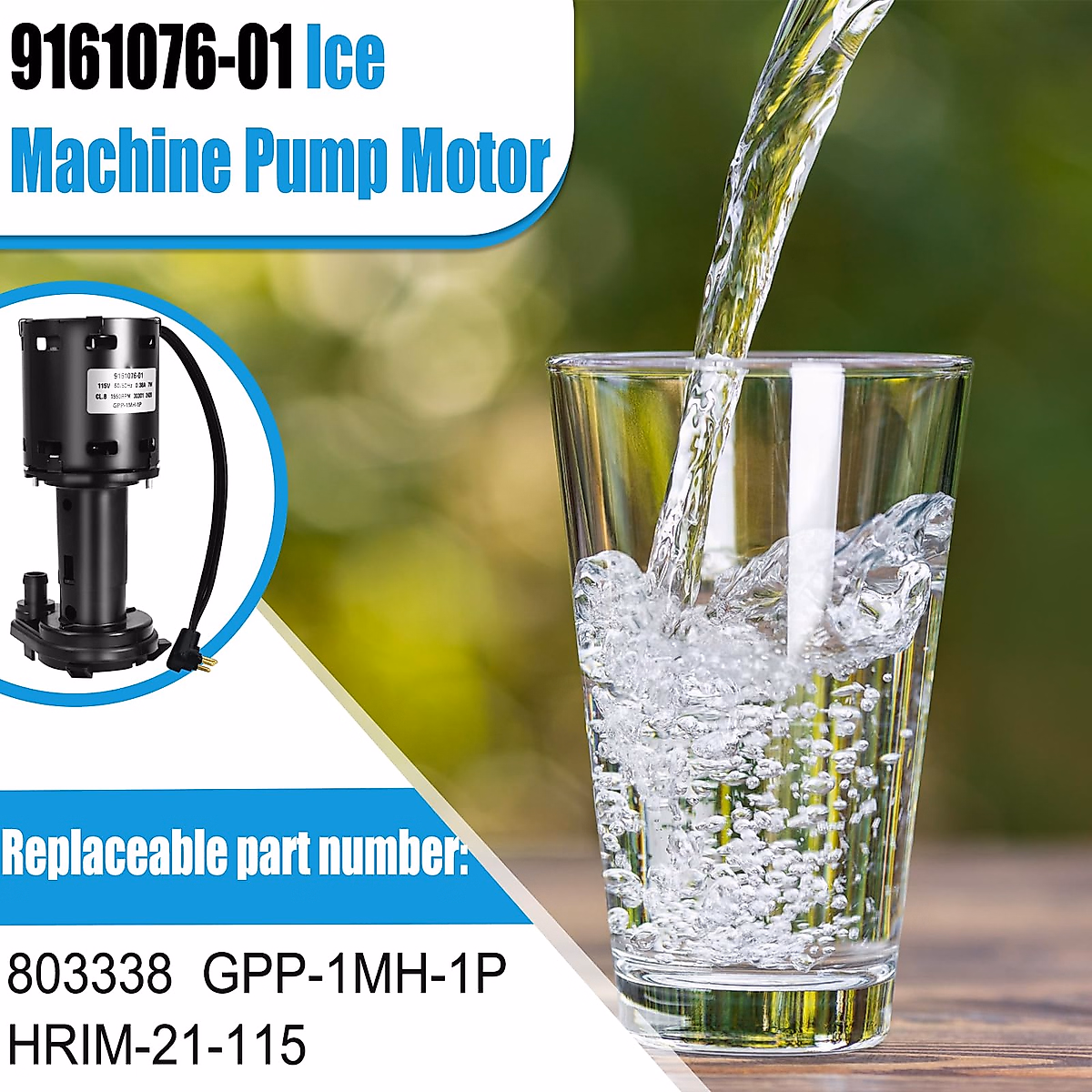 9161076-01 Ice Machine Pump Motor Replacement, Compatible with Ice O Matic Ice Machine, Replaces 803338 GPP-1MH-1P HRIM-21-115 115V 60/50Hz.