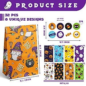 Elunpoe 32pcs Halloween Treat Bags Goodie Bags, Candy Bags for Trick or Treat, Perfect Halloween Party Favor Paper Bags for Snacks, Gift Bags, and Party Supplies