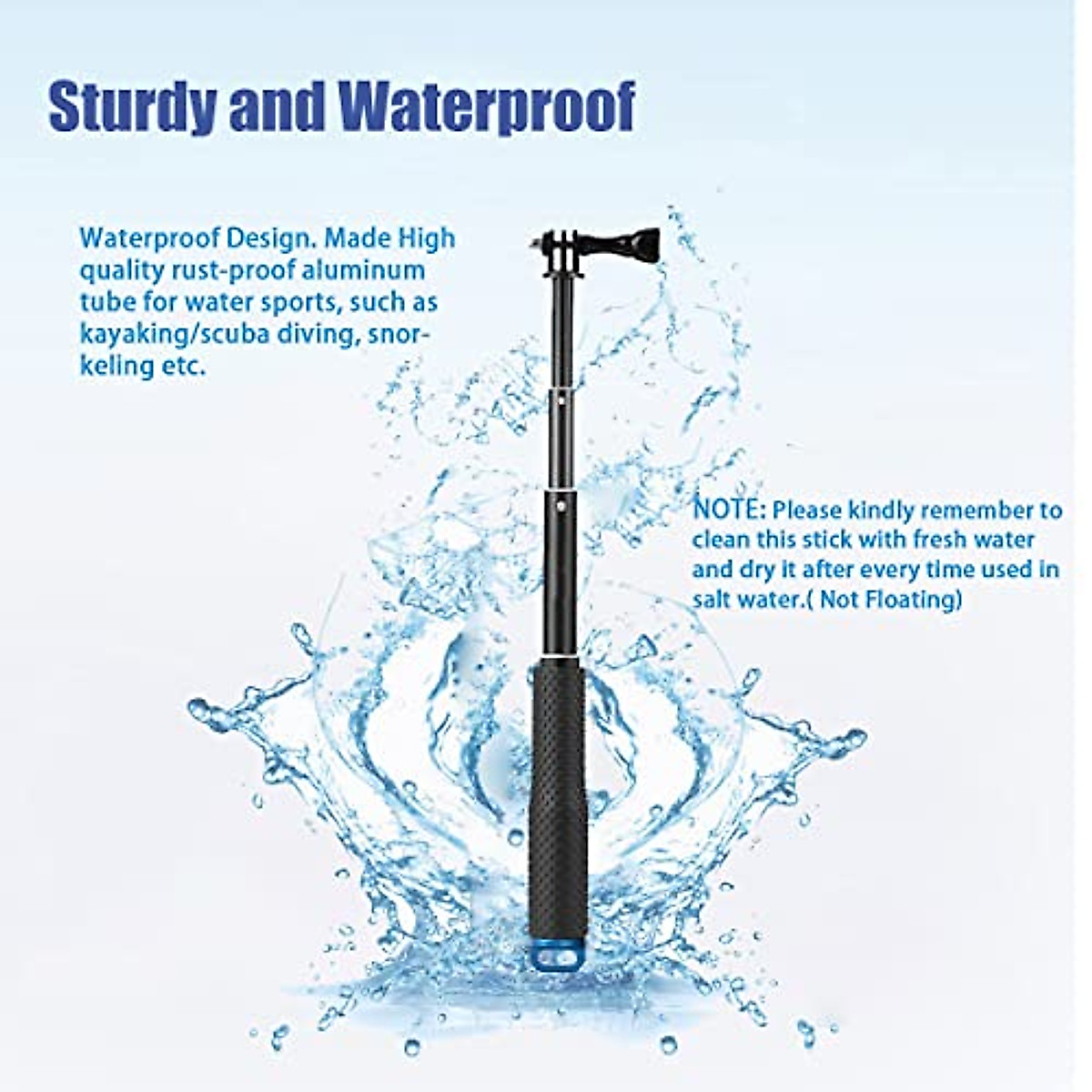 WLPREOE Selfie Stick + Camera Float Accessories Kit for GoPro,19” Waterproof Hand Grip Extension Portable Adjustable Monopod Pole for GoPro Hero 11 10 9 8 MAX 7 Black Silver White/6/5 Black/5S/4/3