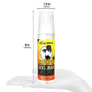 AllDay Locks Braid Foam | Long Lasting Mousse for Style & Shine | No Frizz or Fraying | Moisturizes & Seals Braids, Locks, Twists, Cornrows | 8 oz