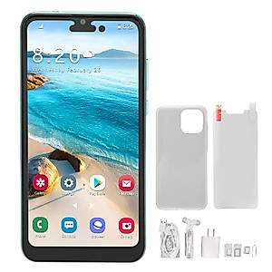 I14pro 4G Cell Phone, 6.1in IPS HD Screen, 4GB RAM 64GB ROM, Dual Card Dual Standby, 16MP Rear 8MP Front, 4000mAh Battery, Face Unlocked Android 11 Smartphone(Dark Green)