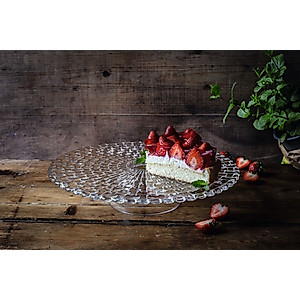 Nachtmann Bossa Nova Collection Crystal glass Chip & Dip/Cake Plate with Dome, use as a Cake Stand, or Serving Platter with Attached Bowl, clear glass Round, 12.5-Inch, Dishwasher Safe