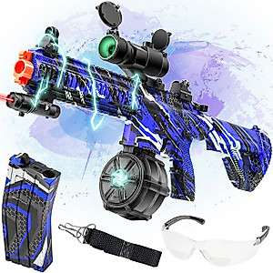 Large Electric Splatter Blaster with Drum, Automatic and Semi-Automatic Dual Mode Gel Ball Blaster, for Outdoor Activities -Team Game, Blue