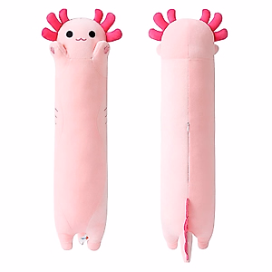 PEACH CAT Pink Long Axolotl Plush Pillow Toy Cute Axolotl Stuffed Animal for Girls and Boys 19.6"