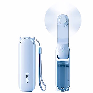 Gaiatop Portable Handheld Fan, Foldable Small Fan, Mini Hand Held Fan with USB Rechargeable 2000mAh Battery, Eyelash Fan for Girls, Travel For Women, Outdoor (Sky Blue)