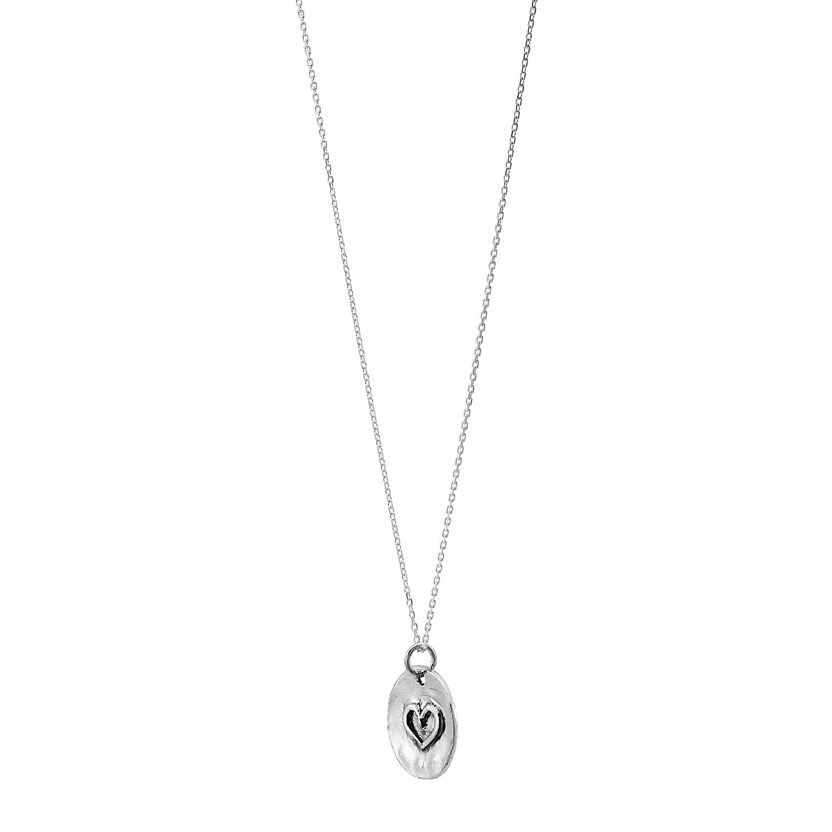 Silpada 'Language of Love' Heart Disc Pendant Necklace in Sterling Silver, 16" + 2"