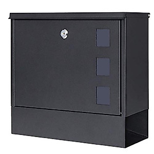 Locking Mailbox Wall Mounted Vertical– Jssmst mailboxes with Key Lock Large Capacity, 14.3 x 4.1 x 11.8 Inch, Black, SM-HPB911BN