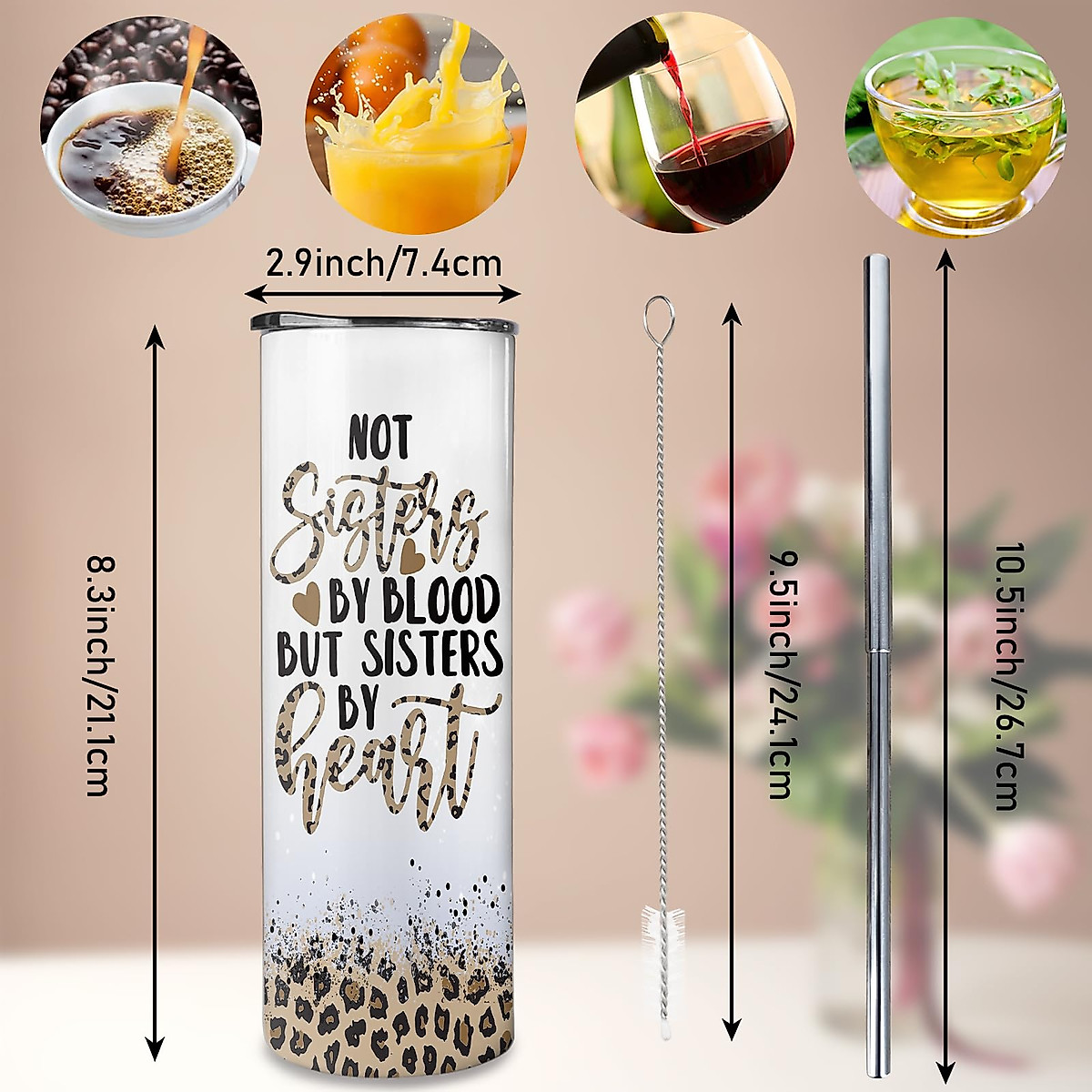thmasamwr Best Friend Skinny Tumbler With Straw and Lid, Stainless Steel 20oz Insulated Besties Coffee Travel Mug, BFF Gifts Cups for Women and Girls