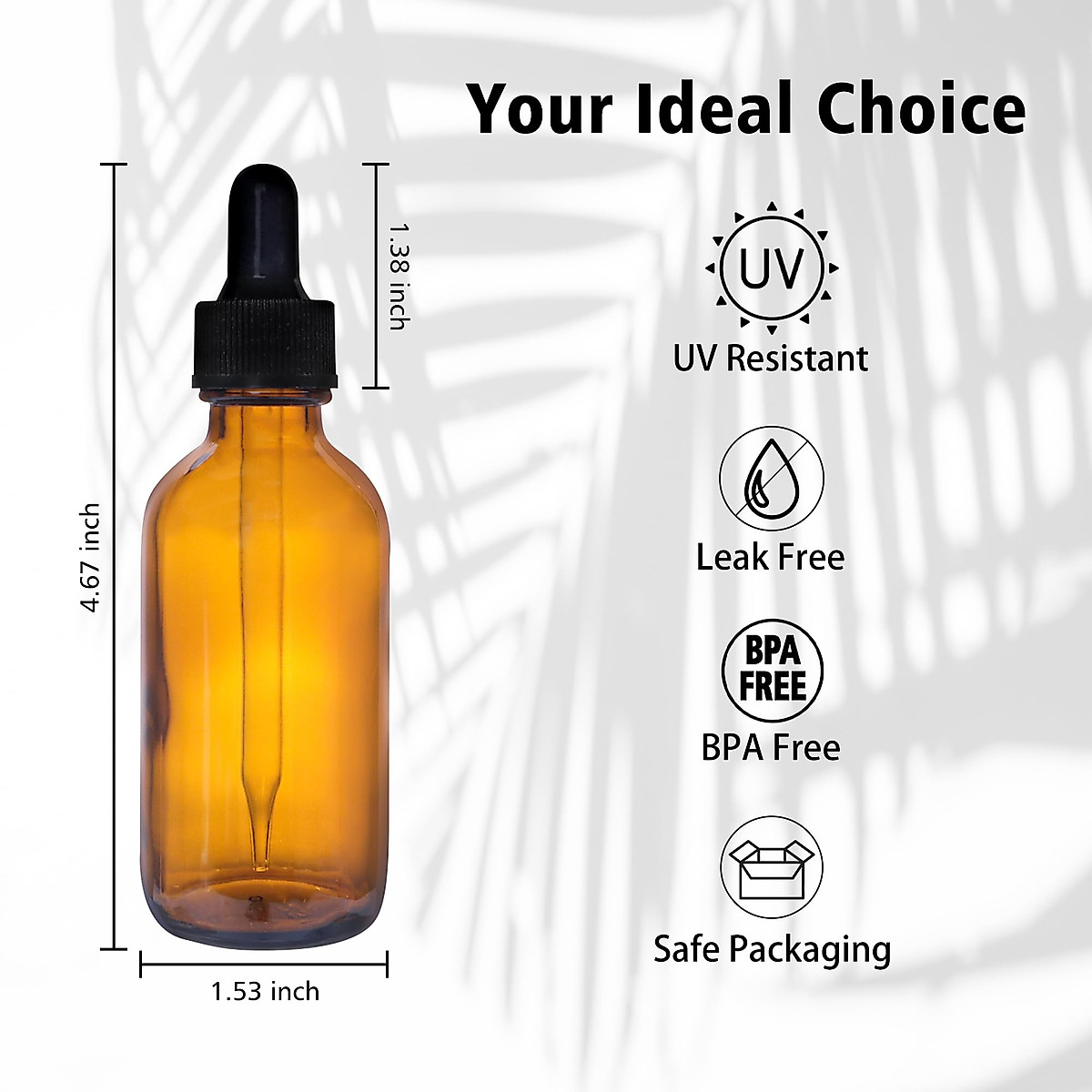 Comrzor 48 Pack 2oz Amber Glass Bottles with Glass Eye Droppers for Essential Oils, Perfumes & Lab Chemicals (Brush, Funnels, 2 Extra Droppers, 54 Pieces Labels & 30ml Measuring Cup Included)