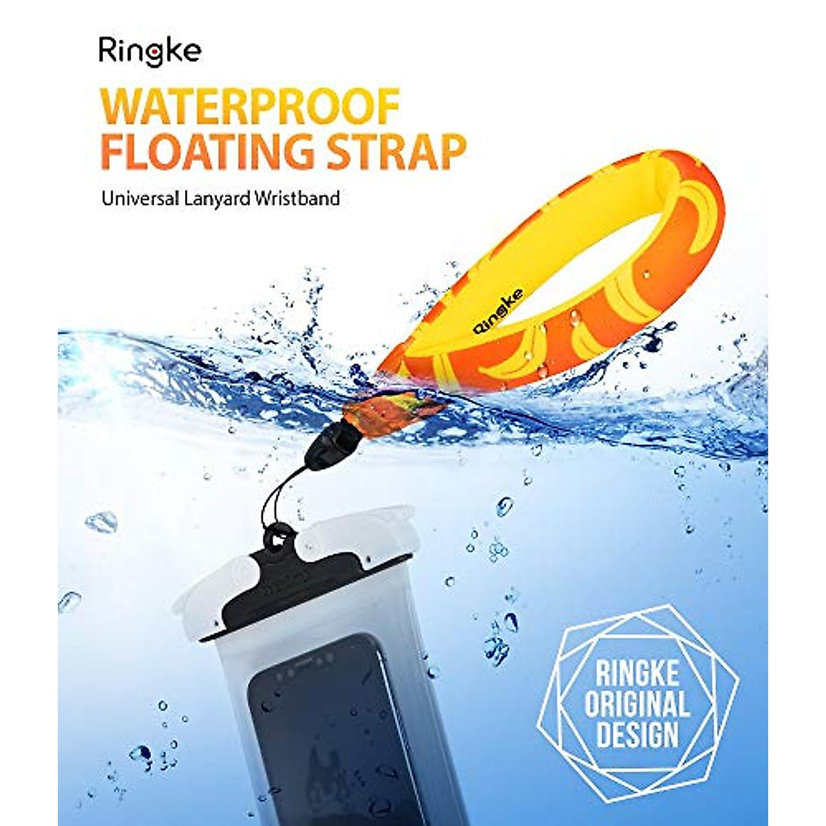 Ringke Waterproof Float Strap (2 Pack), Underwater Floating Strap, Wristband, Hand Grip, Lanyard Compatible with Camera, Phone, Key and Sunglasses (Palm Leaves & Banana)