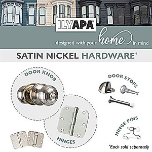 Ilyapa Privacy Door Knobs for Bed and Bath - Colonial Style, Satin Nickel Interior Keyless Turn Thumb Locking Round Door Handle, Satin Nickel, 10 Pack