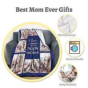 Mom Gifts Custom Blankets with Photos Birthday Mothers Day Blanket Gifts Personalized Flannel Throw Blanket Gifts for Mom from Daughters Son