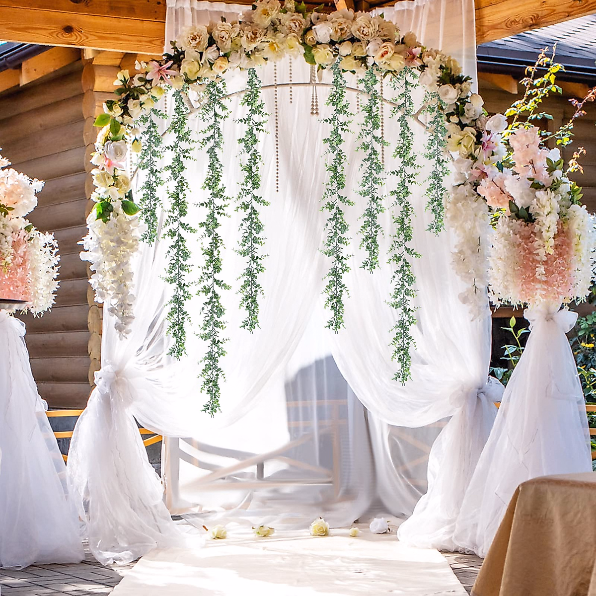 Dolicer Eucalyptus Garland, 12FT Faux Greenery, Artificial Leaves Vine, Fake Hanging Garlands Wedding Decor (Grey Green)