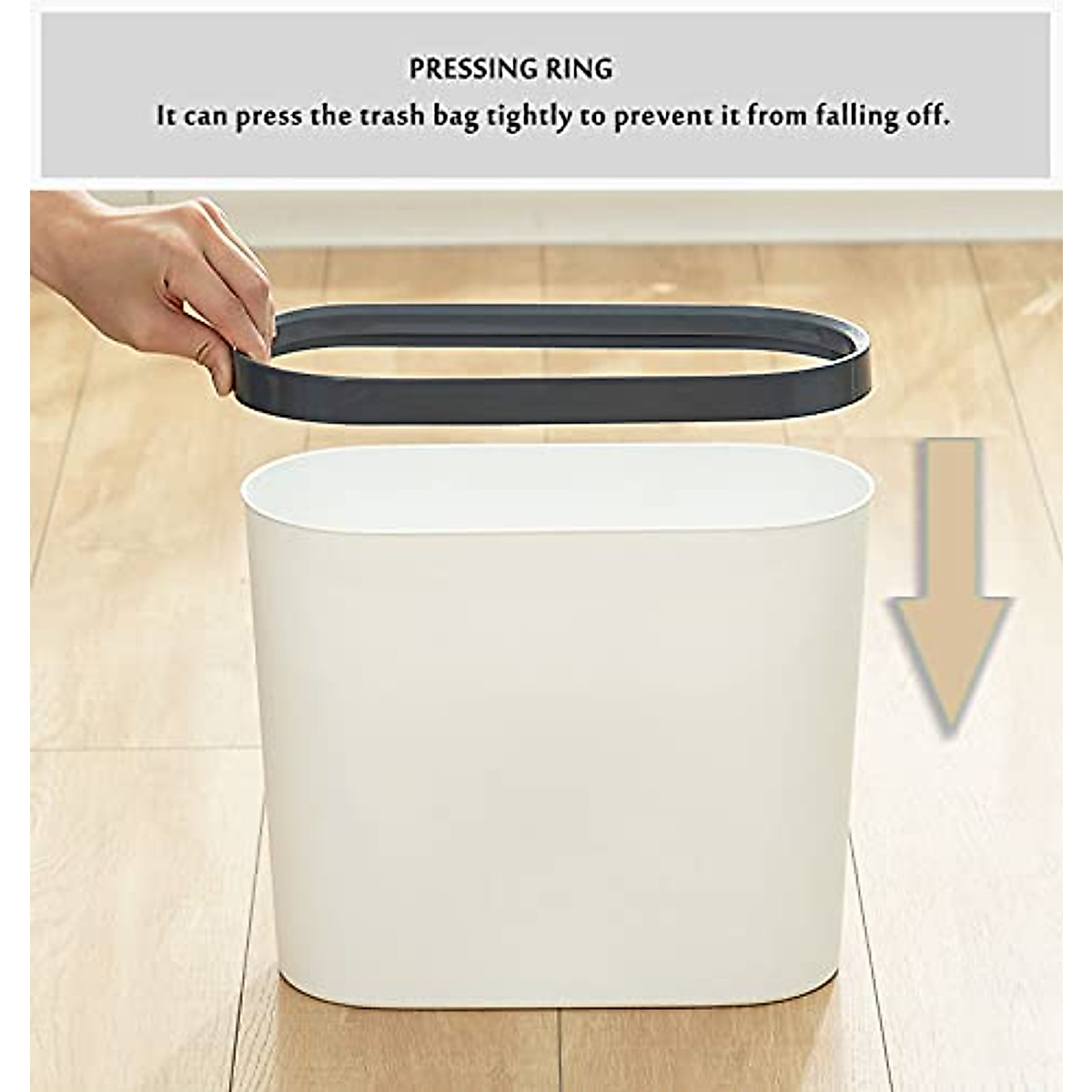 HPDEAR Plastic Wastebasket, Rectangular Slim Trash Can, Narrow Trash Bin, Garbage Can for Bedroom Bathroom Kitchen (Black)