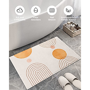 Indoor Doormat Boho Sun Mid Century Abstract Geometric,Shaggy Floor Mat with Non-Skid Backing Modern Minimalist Art,Machine Washable Plush Area Rug Carpets for Kitchen Nursery Bedroom 20x3in