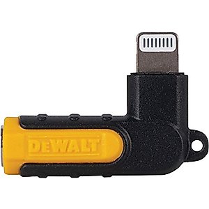 DEWALT 3.5mm to Lightning Adapter — 90-Degree Lightning Female to 3.5mm Male Headphone Jack Adapter for iPhone — Compatible Apple Lightning to 3.5mm Headphone Jack Adapter