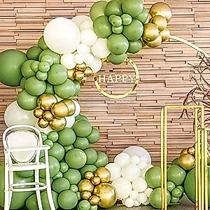 JOYYPOP Sage Green Balloons 110 Pcs Olive Green Balloon Garland Kit 5 inch+10 inch+12 inch+18 inch Green Balloons for Baby Shower Birthday Party Decorations