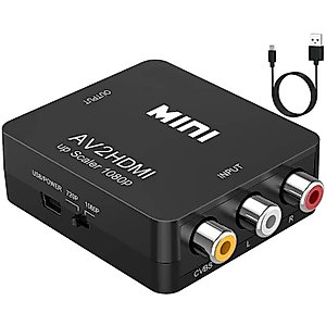 ABLEWE RCA to HDMI,AV to HDMI Converter, 1080P Mini RCA Composite CVBS Video Audio Converter Adapter Supporting PAL/NTSC for TV/PC/ PS3/ STB/Xbox VHS/VCR/Blue-Ray DVD Players