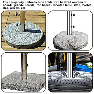 Outdoor Patio Umbrella Base Stand, Stainless Steel Patio Umbrella Stand Marble Flag Pole Holder Heavy Duty Granite Umbrella Stand for Yard, Garden, Deck, Backyard and Balcony (for Dia.1.25"-1.9")