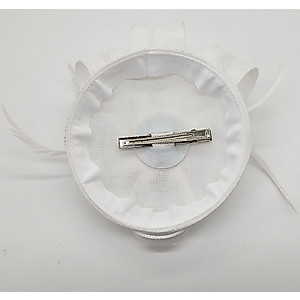 Coolwife Womens Fascinator Hat Sinamay Pillbox Flower Feather Tea Party Derby Wedding Headwear (A White)