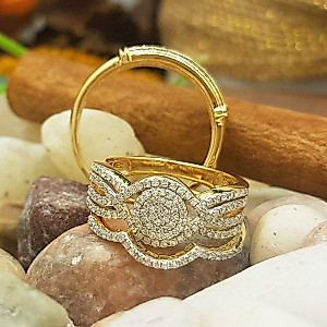 Dazzlingrock Collection Men’s and Women’s Ring with Enhancer Guard Band, 0.65 Carat (ctw) Diamond with 10k Yellow Gold, White