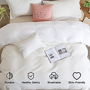 Ventidora Queen Duvet Cover Set 100% Organic Cotton Waffle Weave 3 Piece Bedding Set, Breathable and Skin-Friendly Certified by Oeko-TEX. Comforter Cover Set for All Season (Queen, 90x90'')