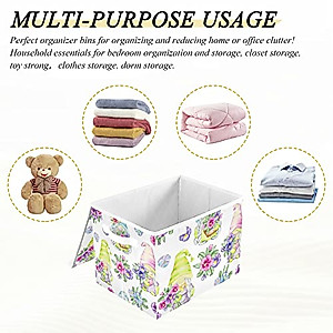 xigua Gnome Storage Bins with Lids and Carrying Handle,Foldable Storage Boxes Organizer Containers Baskets Cube with Cover for Home Bedroom Closet Office Nursery