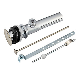 Artiwell Sink Pop-Up Drain Stopper Assembly with Lift Rod and Overflow, Solid Brass Lavatory Pop Up Drain Assembly for Bathroom Vanity Sink, All Brass Construction (Brushed Nickel)