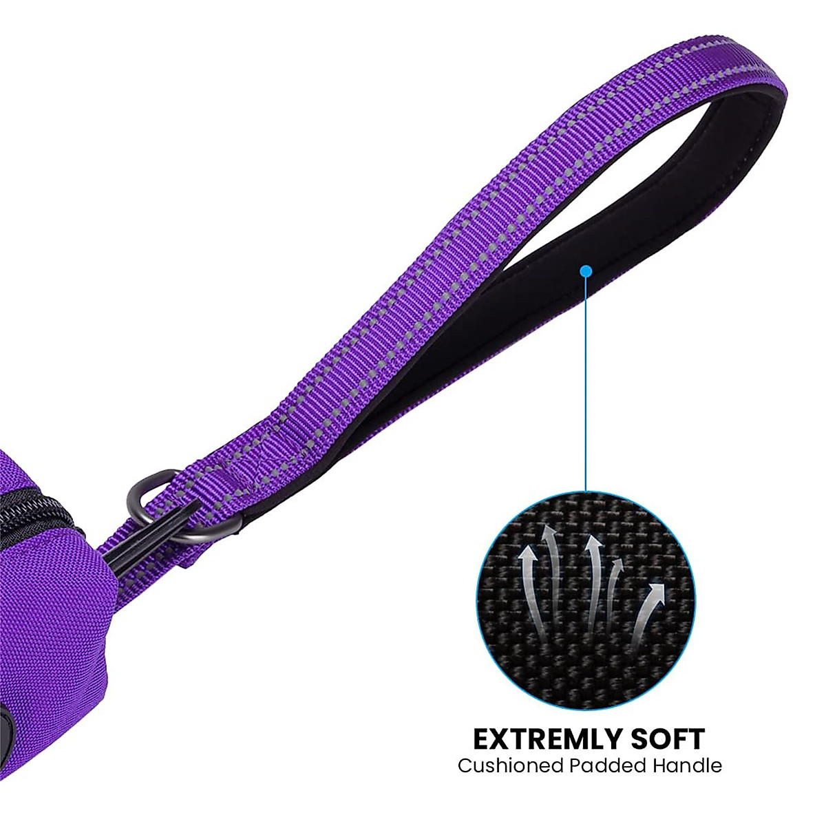 EXCELLENT ELITE SPANKER Strong Durable Nylon Dog Training Leash Traction Rope 5 Feet Long 3/4" Wide with Poop Bag Holder for Small Dogs(Purple)