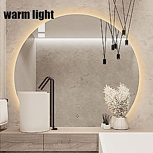 TOCTUS Bathroom LED Mirror, Wall Mount Mirror with Lights, 19inch/50cm, Backlit, LED Illuminated, Dimmable, Semicircle, Wall Decoration, Frameless, Energy Efficient (Size : 80cm/31in)