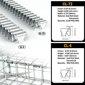 CL-72 Cold Roll Steel or Galvanized Clinch Clips, 1,120 PCS/Box, Fasteners for Harcto M66 Clinching Clipper Tool, Wire Fence Staples for Joining Cages (Cold Roll Steel)