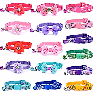 12/16 PCS Cute Cat Collars Breakaway with Bell for Boy Cats and Girl Cats Gifts