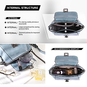 Crossbody Bags for Women, Shoulder Bag Handbag, Oil Wax Leather Bag, Morandi's Color(blue)