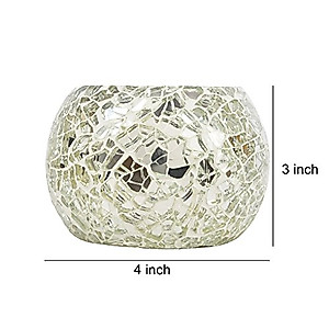 DecorHack by Arusaya Home Living Room Romantic Lighting Crackle Glass Tea Light Candle Holder Set of 2 (3X4 Inch)