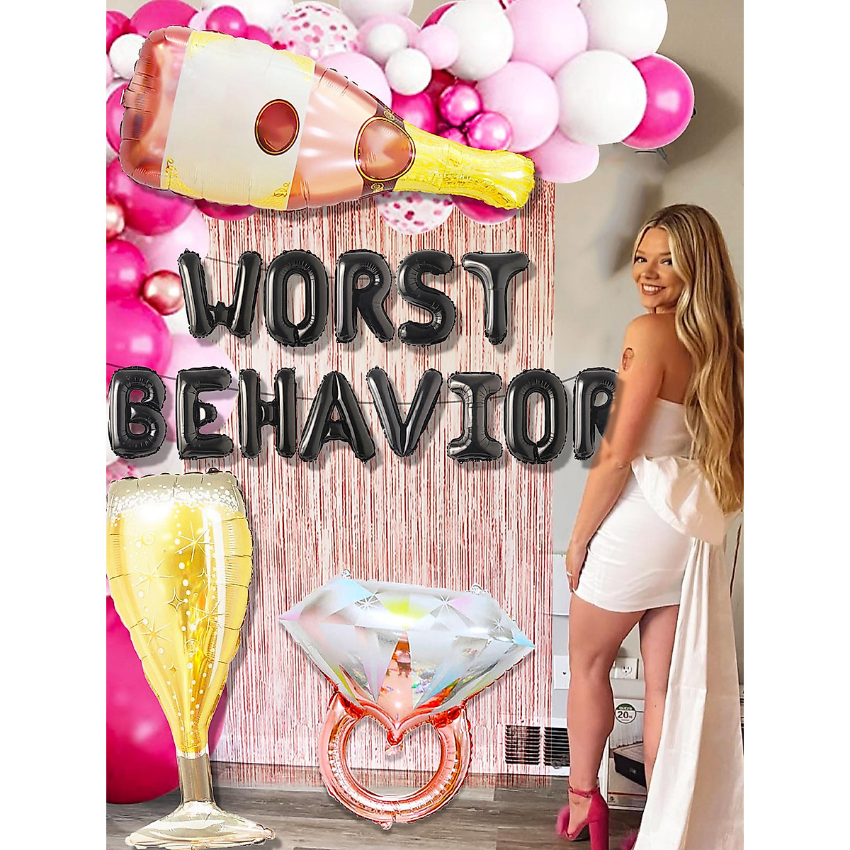60 PCS Worst Behavior Balloons Boujee Drake Party Banner Bridal Shower Hen Party Engagement Bachelorette Party Supplies Decorations
