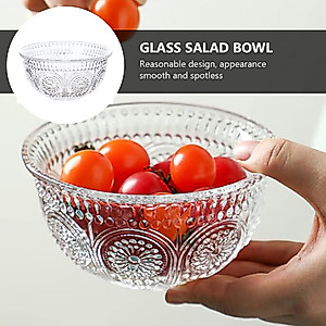 HANABASS Crystal Bowl 1pcs Vintage Flower Embossed Glass Dessert Bowl Ice Cream Bowl Trifle Bowl Salad Bowl Candy Cake Bowl for Home Party Wedding Glass Salad Bowl