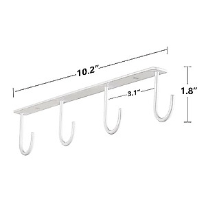 Mkono Under Cabinet Mug Hanger Set of 3 Metal Mug Hooks Coffee Cup Holder with 12 Hooks Simple Coffee Mug Organizer for Cabinet Shelf Modern Mug Storage Display Rack for Kitchen Coffee Bar, White