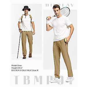 TBMPOY Men's Outdoor Lightweight Hiking Mountain Pants Running Active Jogger Pants Khaki XXL