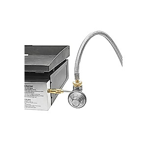 AJinTeby Griddles Regulator Gas Grill Regulator and 5FT Stainless Steel Braided Propane Adapter Hose for Blackstone 17 Inch and 22 Inch Tabletop Griddle; Pit Boss PB336GS, Blue Rhino Razor Griddle