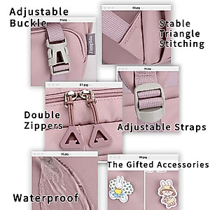 AONUOWE Kawaii Backpack for Girls and Boys Aesthetic Back to School Lovely Accessories Cute Bag in 5 Colors (Purple)