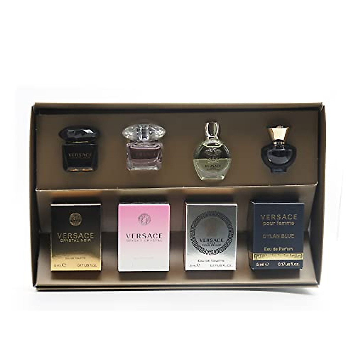 Versace Gifts & Sets Womens Mini Set (Crystal Noir/Bright Crystal/ Eros Pour Femme EDT, Pour Femme Dylan Blue EDP)